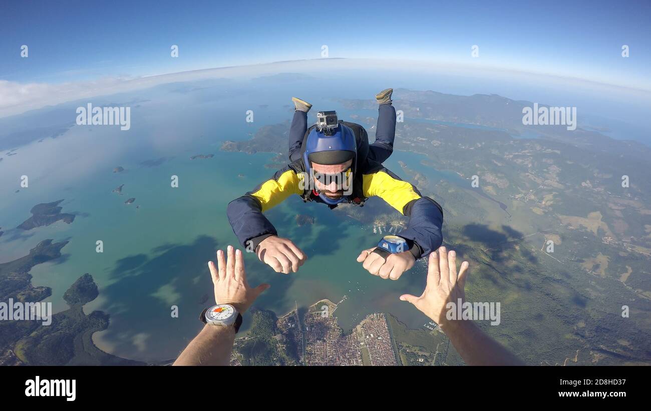 Skydiver point of view above the beach Stock Photo - Alamy