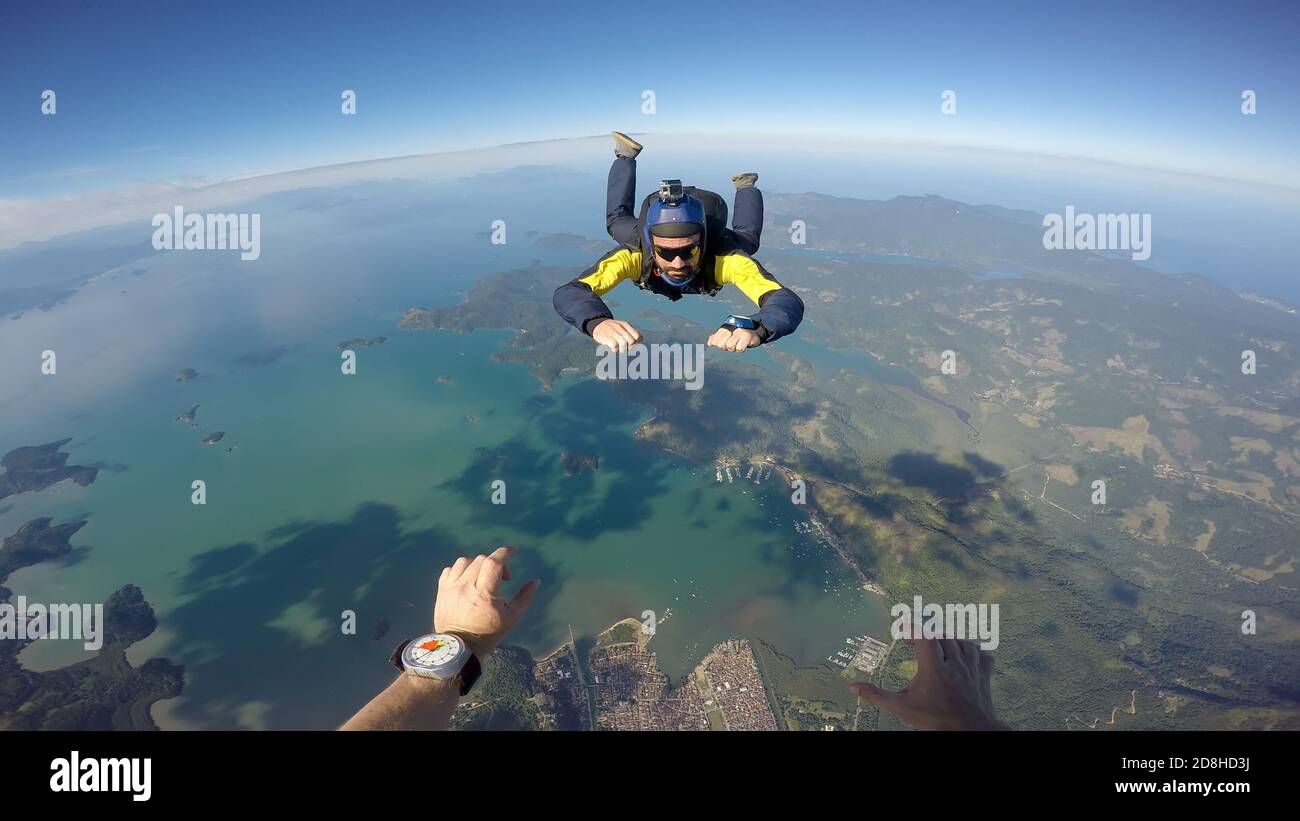Skydiver point of view above the beach Stock Photo - Alamy