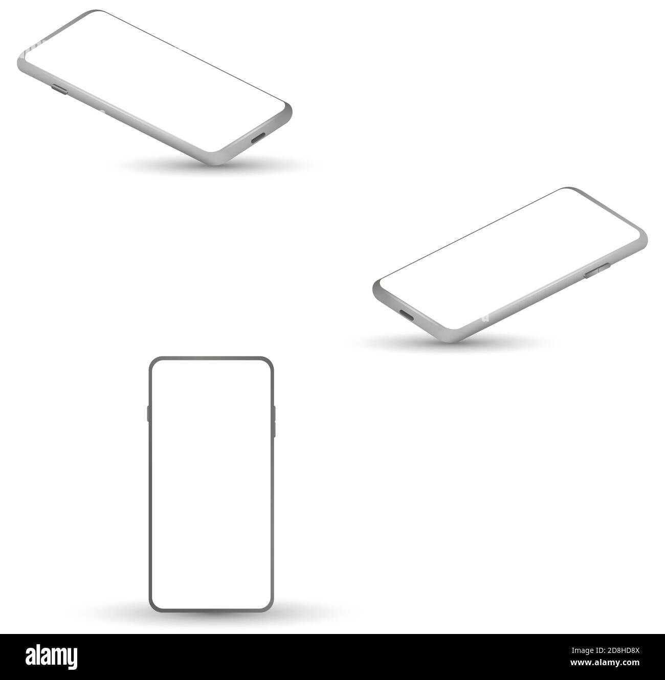 Smartphone frame less blank screen, rotated position. Mockup generic ...