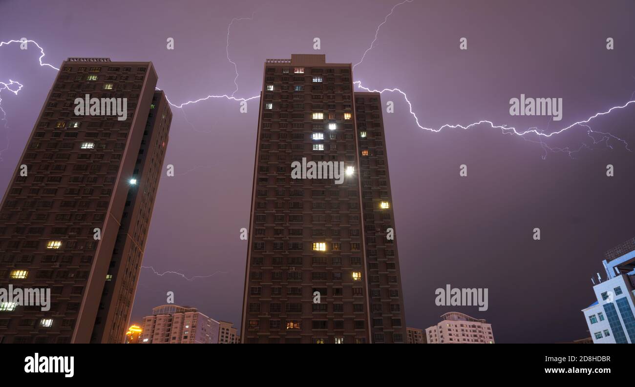 Lightning keeps flashing across the night sky in Korla city, northwest ...