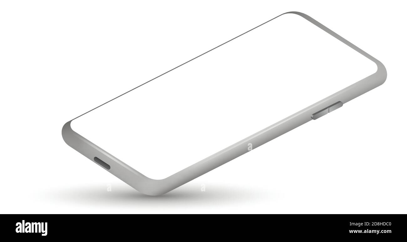 Smartphone frameless blank screen perspective view standing on the ...