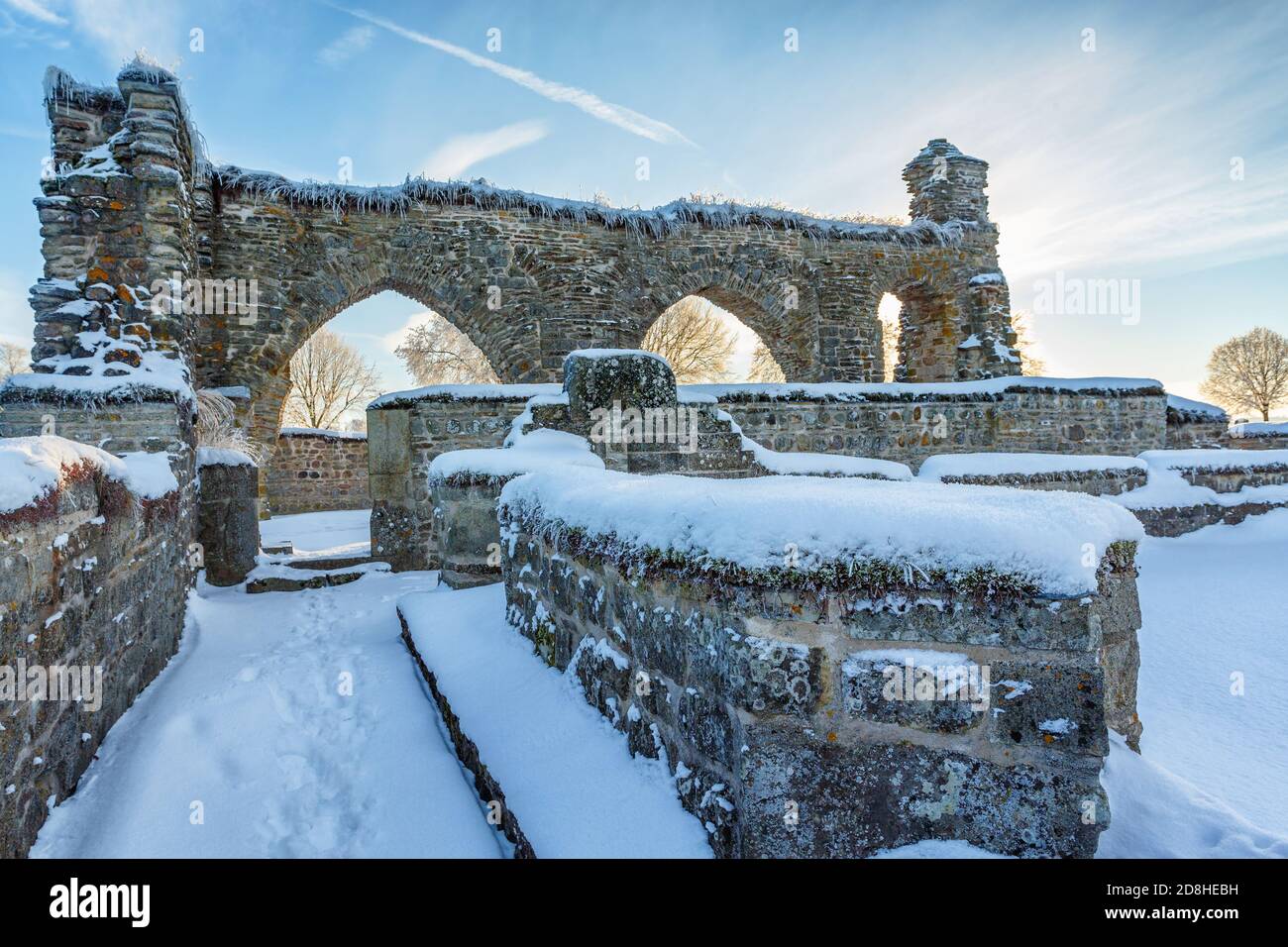 Old monastery ruin in winter Stock Photo - Alamy