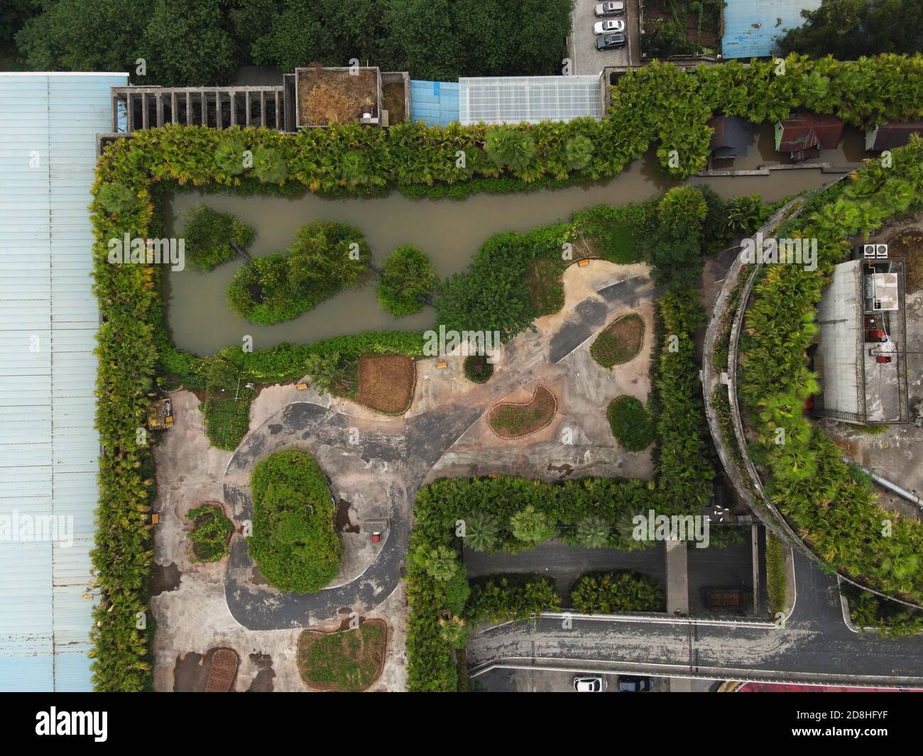 An aerial view shows the 20,000 square farm built on top of a 33-meter ...