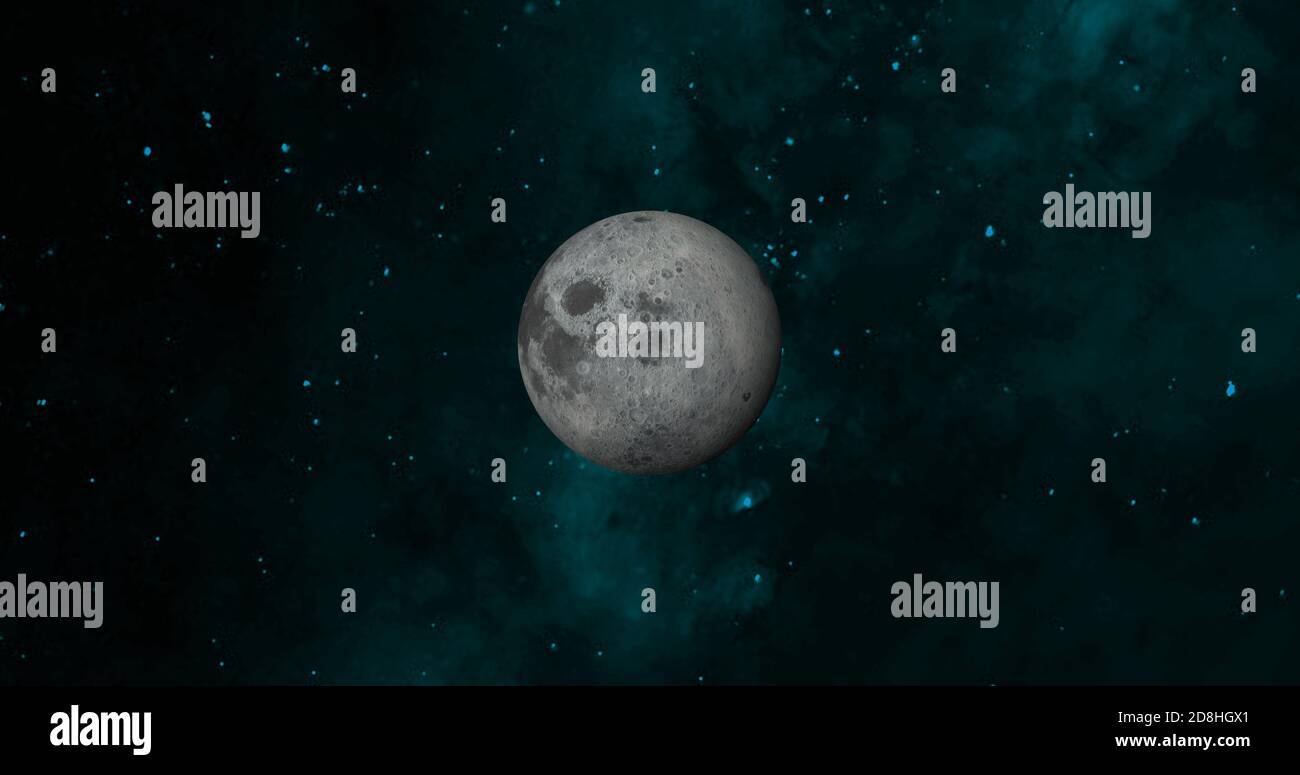 Planet moon with colorful galaxy . 3d Moon planet on space with ...
