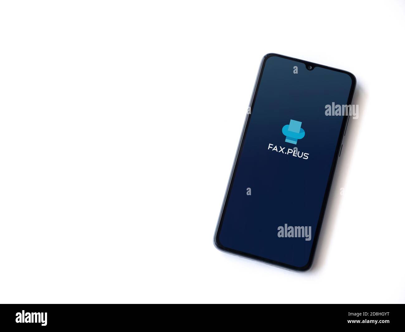 Lod, Israel - July 8, 2020: Fax Plus app launch screen with logo on the ...