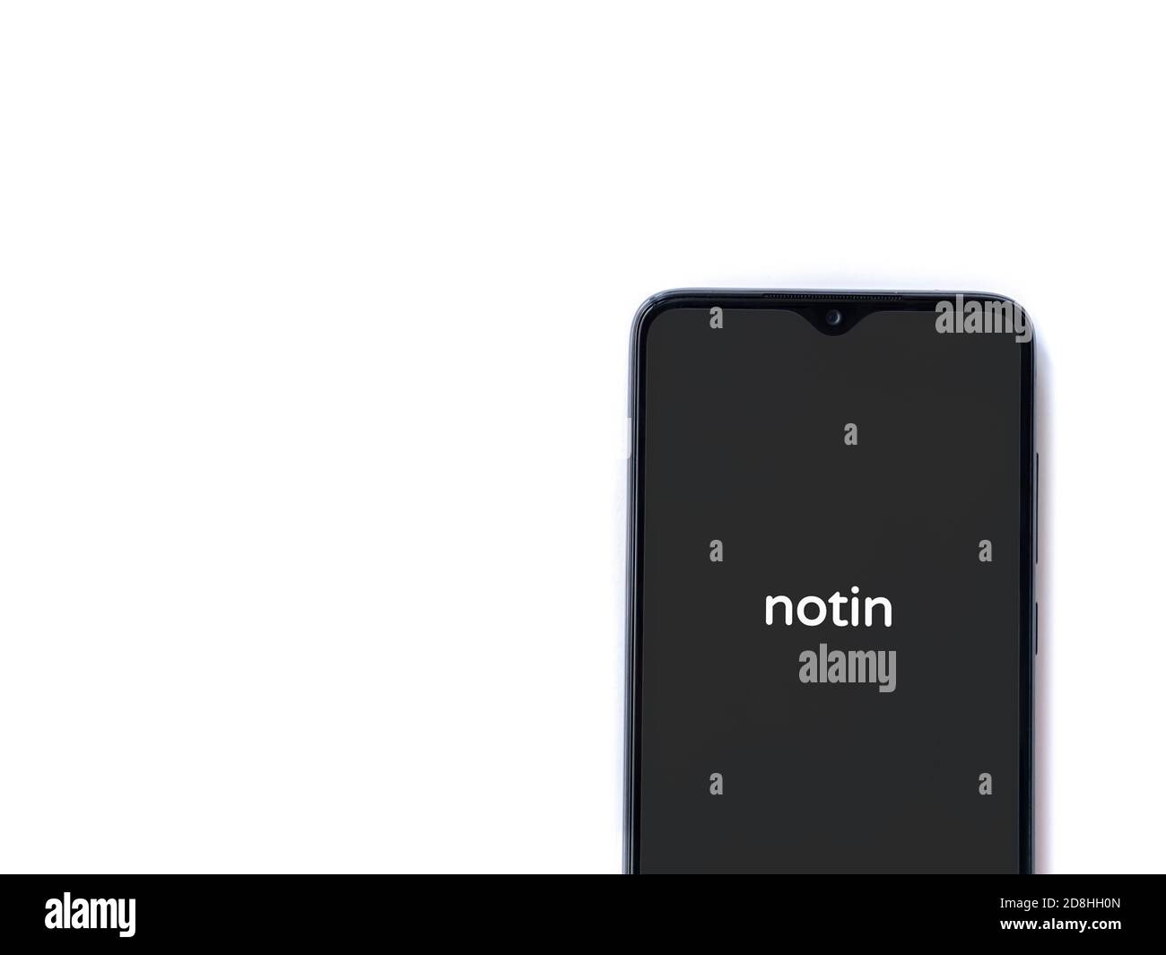 Lod, Israel - July 8, 2020: notin app launch screen with logo on the ...
