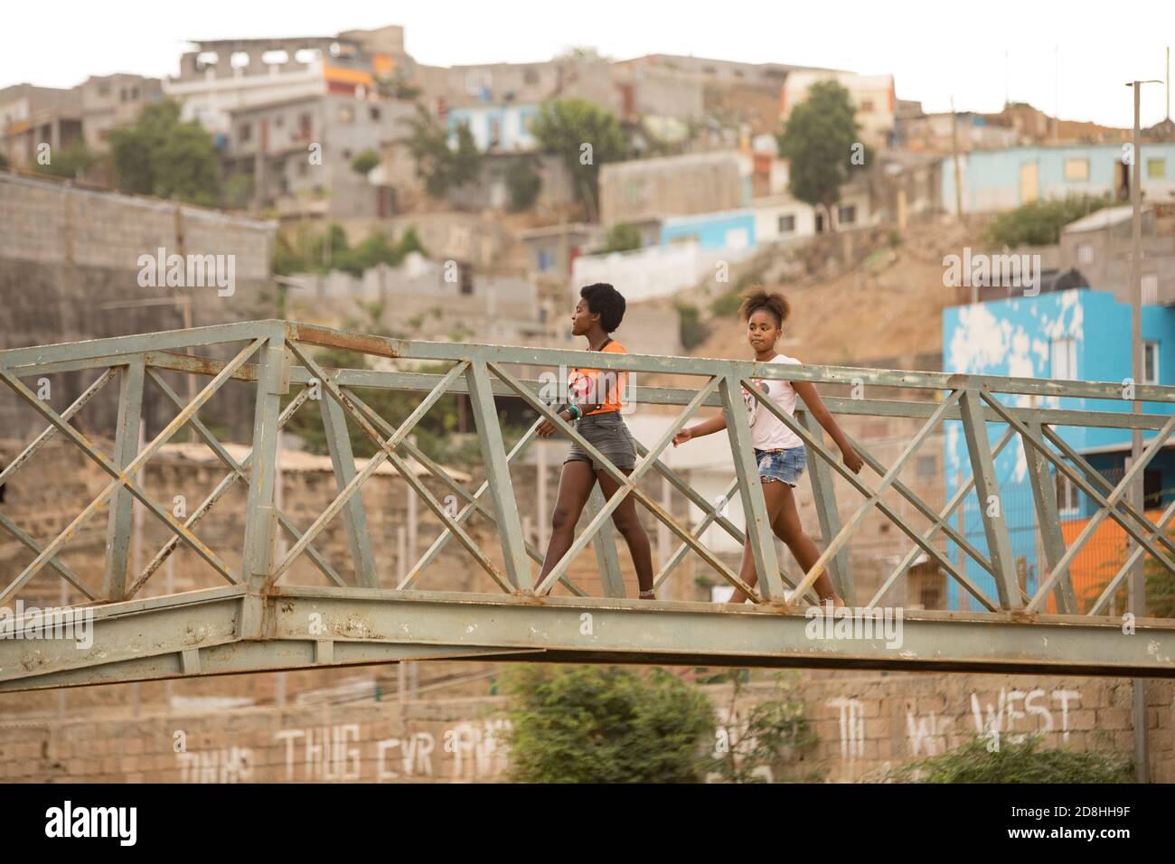 Low income neighborhoods with homes and apartment buildings in Praia ...
