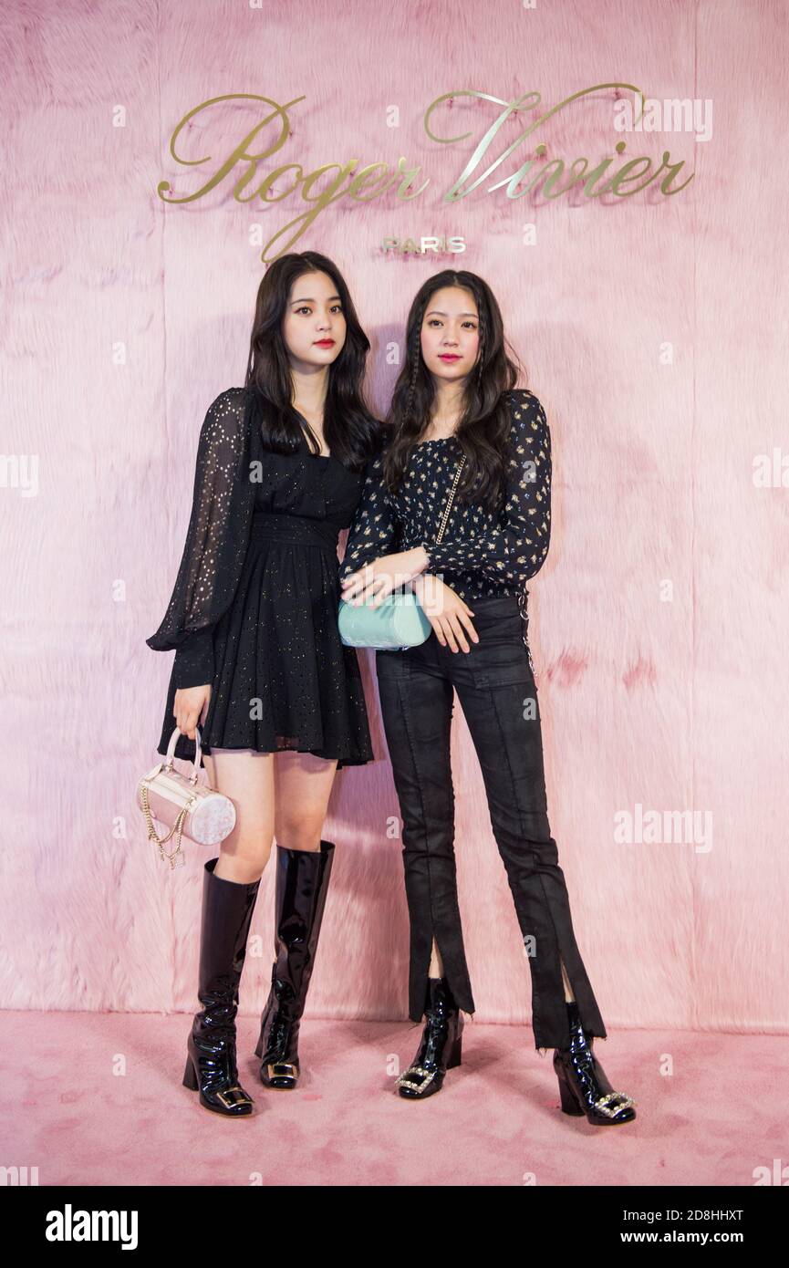 Chinese musician, actress Ouyang Nana and her sister Ouyang Didi stand for French shoes brand ...