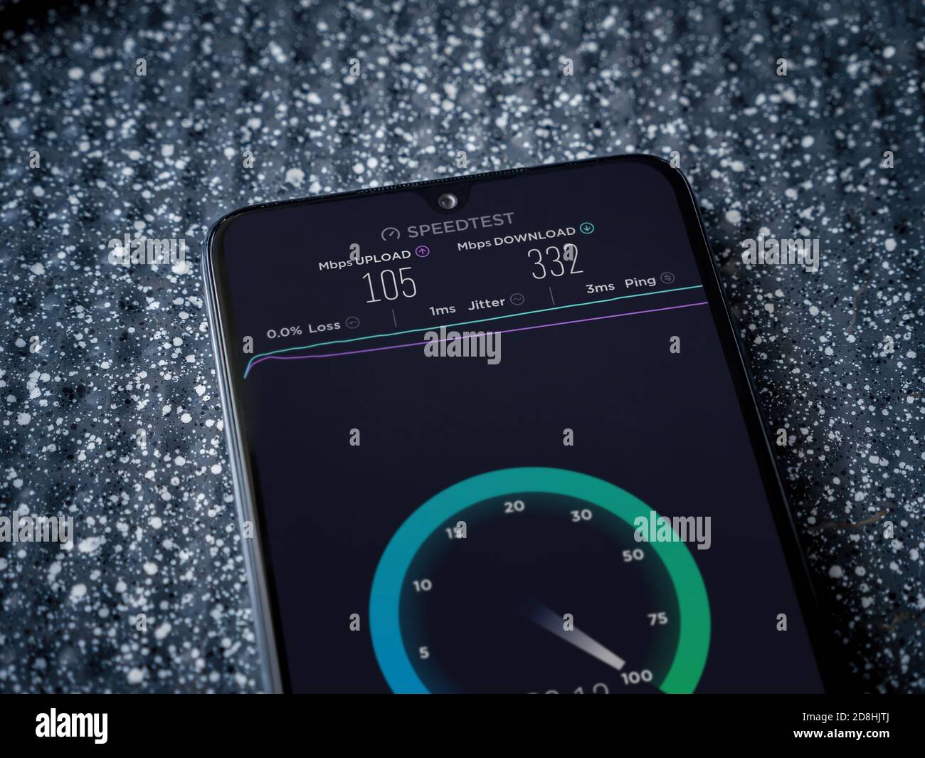 Lod, Israel - July 8, 2020: Speedtest app launch screen with logo on ...