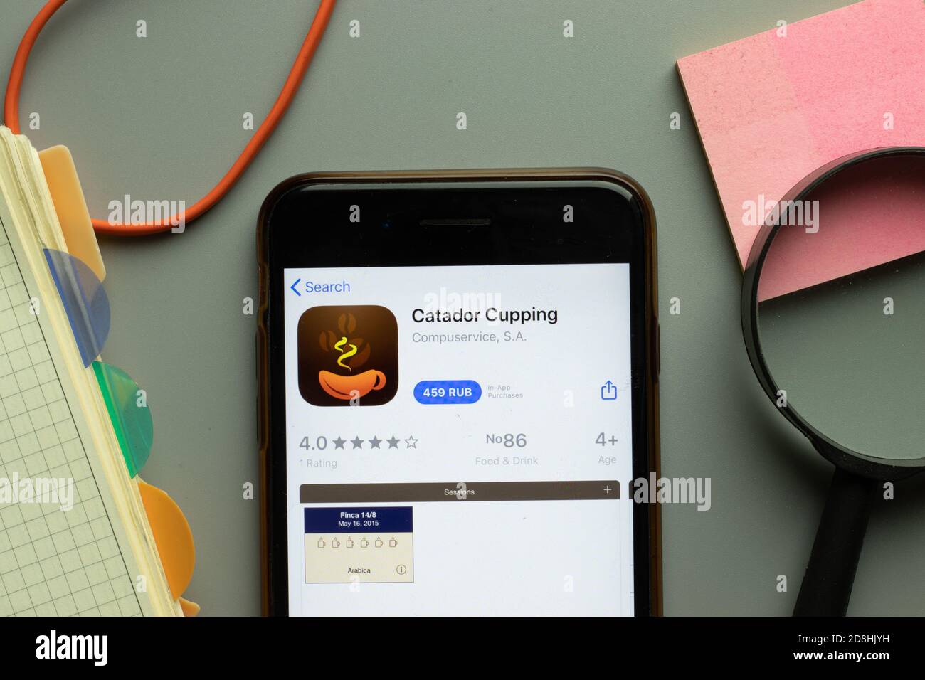 New York, USA - 26 October 2020: Catador Cupping mobile app logo on ...
