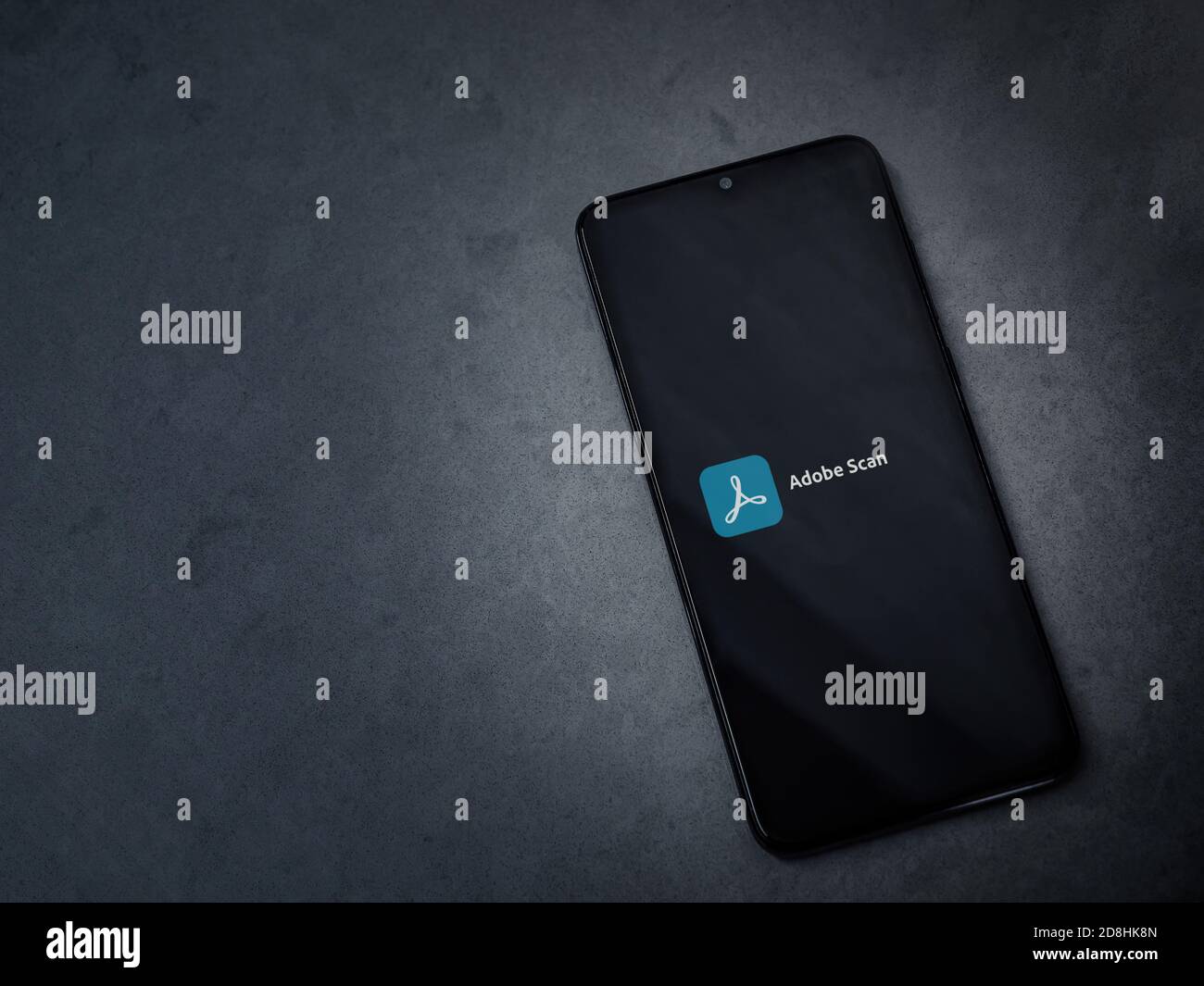 Lod, Israel - July 8, 2020: Adobe Scan app launch screen with logo on ...