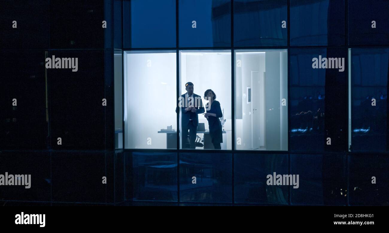 Aerial Shot From Outside of the Skyscraper: Businessman and ...