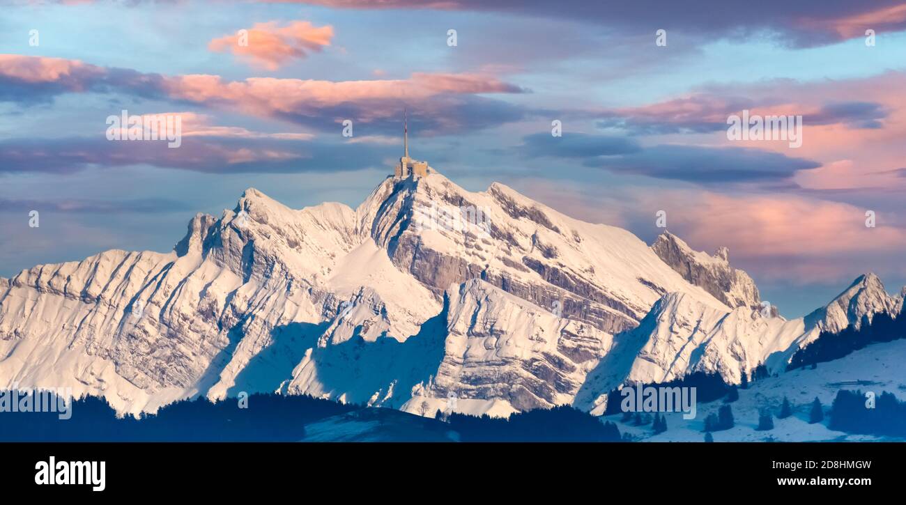 Summit of the Santis peak, Alpstein, Switzerland Stock Photo - Alamy