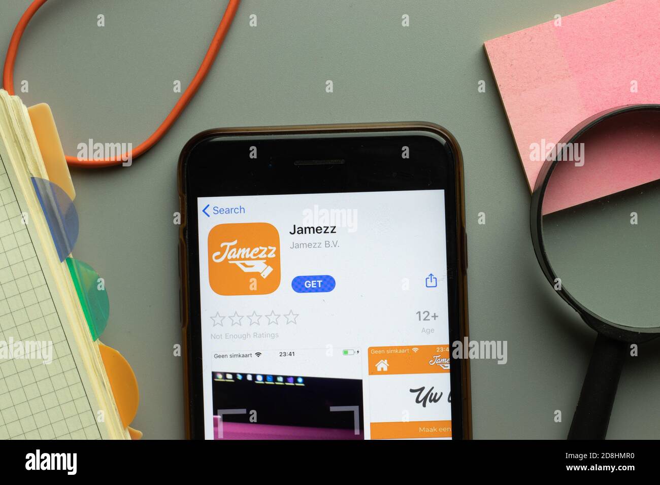New York, USA - 26 October 2020: Jamezz mobile app logo on phone screen ...