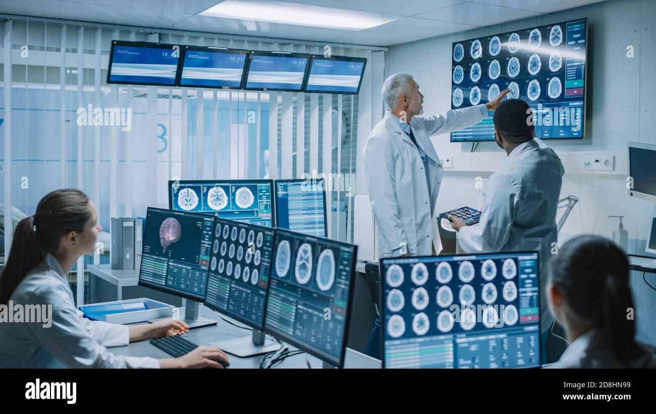 Team of Professional Medical Scientists Work in the Brain Research ...