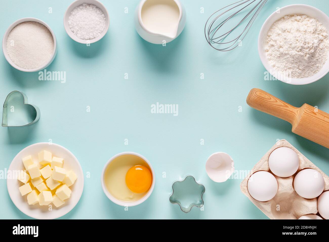 Baking or cooking background. Ingredients, kitchen items for baking ...