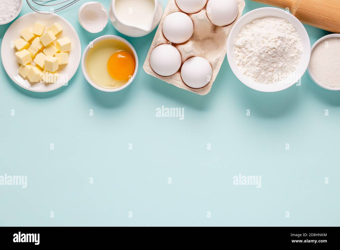 Baking or cooking background. Ingredients, kitchen items for baking ...