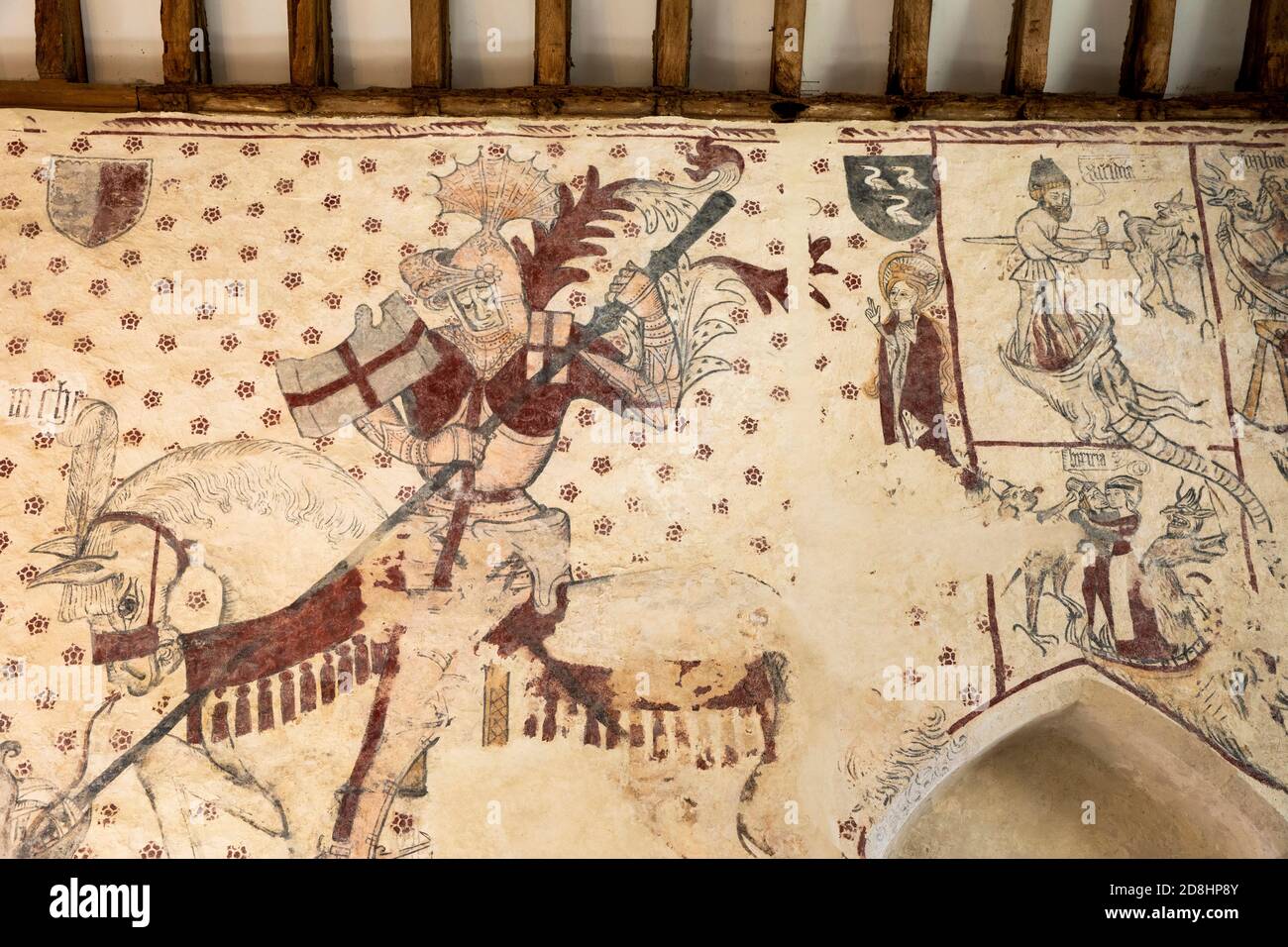 UK, Wales, Vale of Glamorgan, Llancarfan, St Cadoc’s church, interior ...
