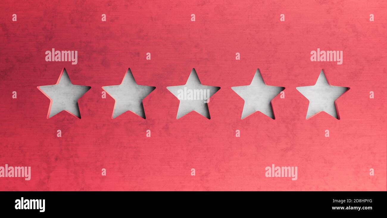 Five stars on red concrete background 3d render 3d illustration Stock ...