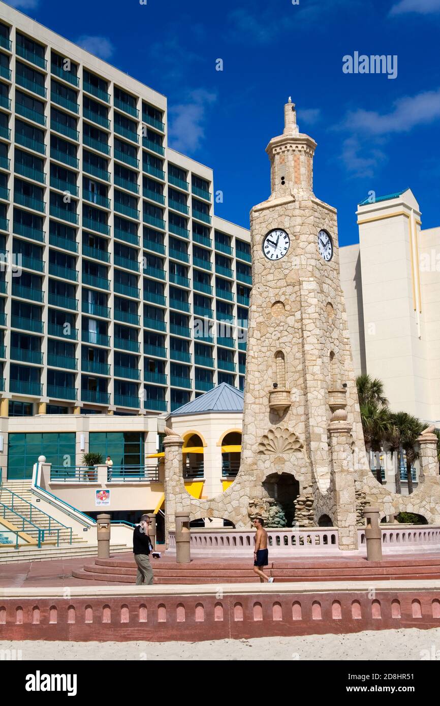 Oceanfront Park & Clock Tower, Daytona Beach, Florida, USA Stock Photo ...