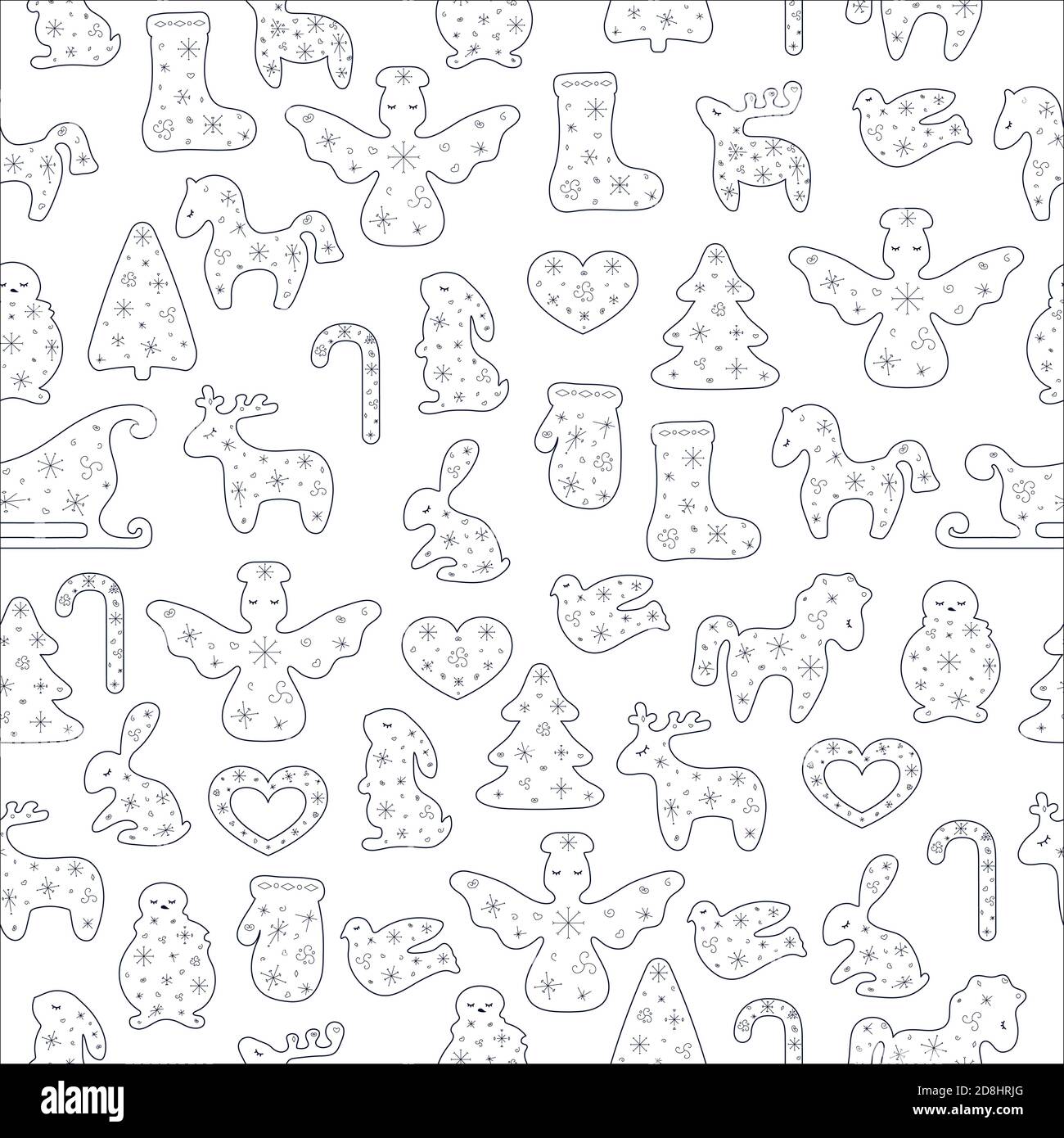 Christmas seamless transparent black pattern on white background ...