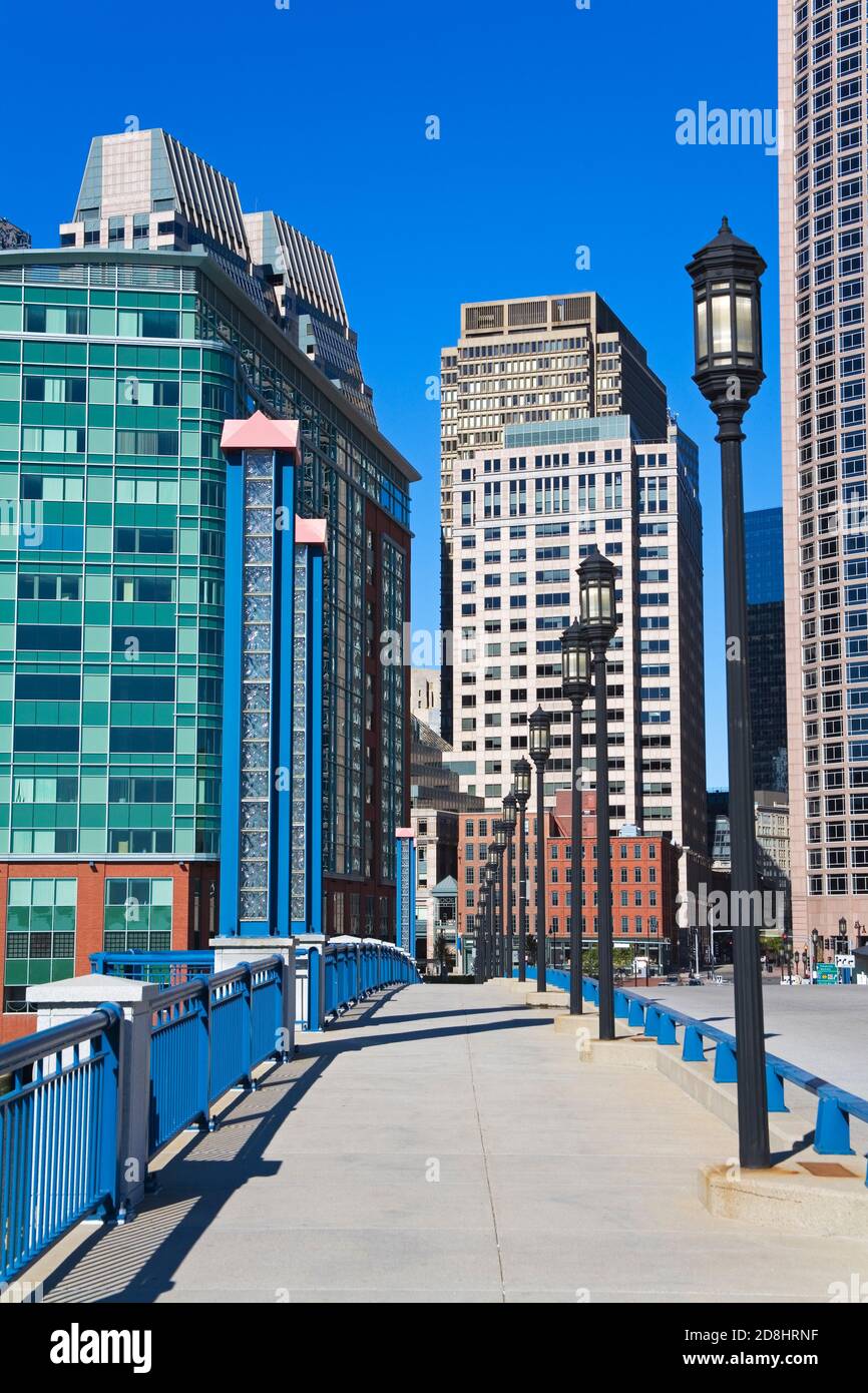 Moakley Bridge, Fort Point Channel, Boston, Massachusetts, USA Stock ...