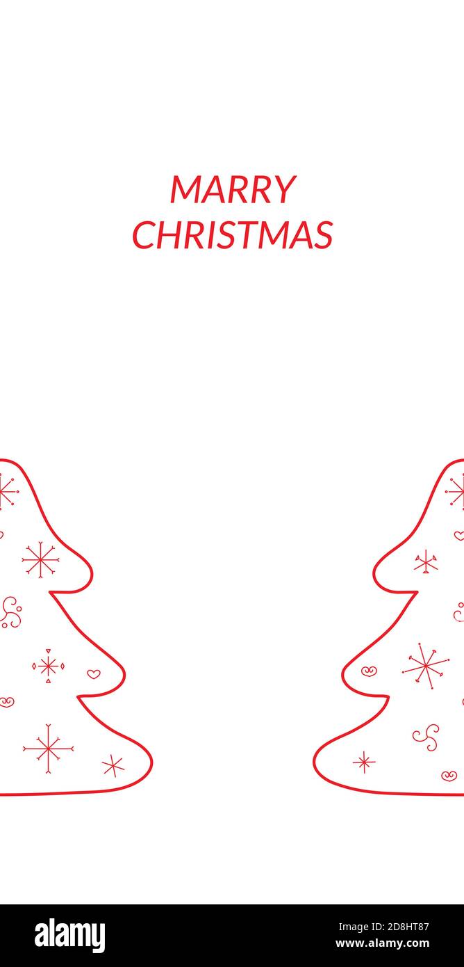 Merry Christmas invitation with stylized tree. Vector red illustration ...