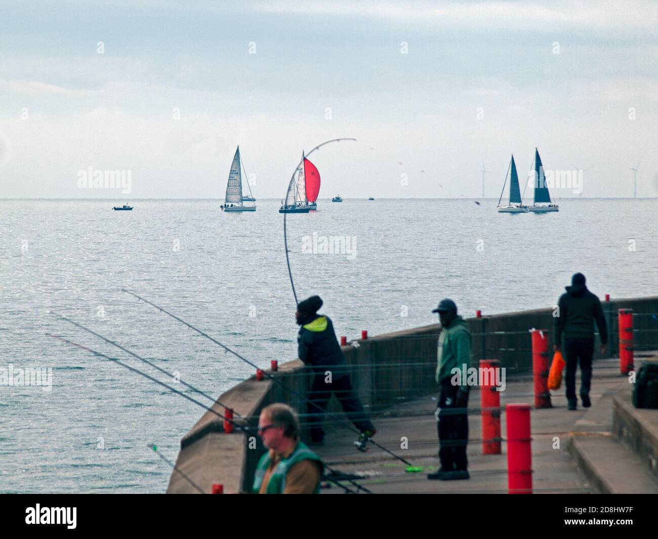 Fishing sea wall uk rods hi-res stock photography and images - Alamy