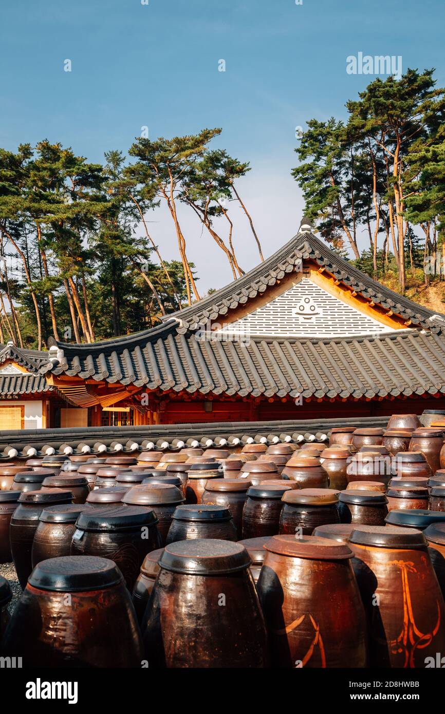 Jangdokdae, Korean traditional Jars. platform for crocks of sauces and ...