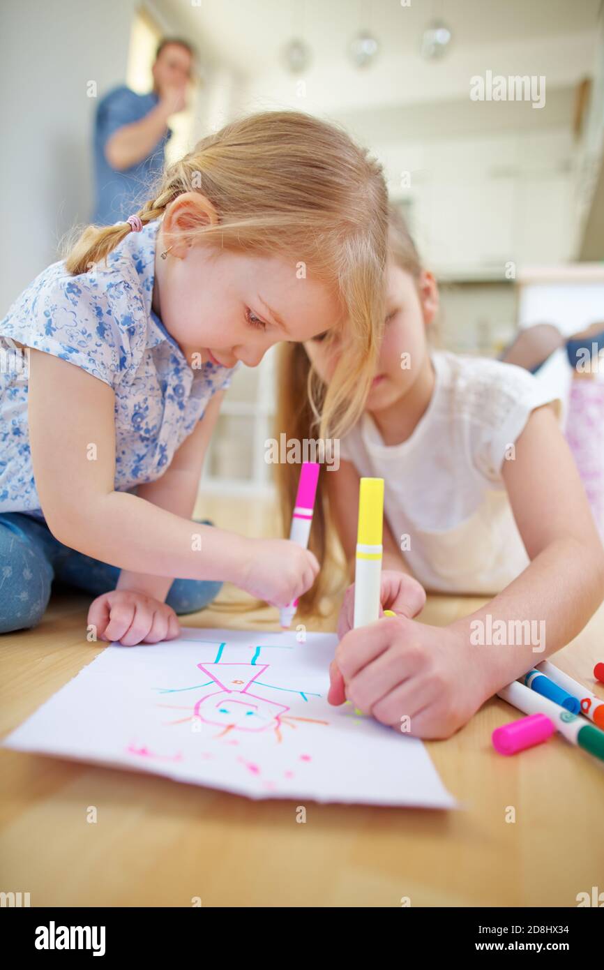 Children Drawing Together
