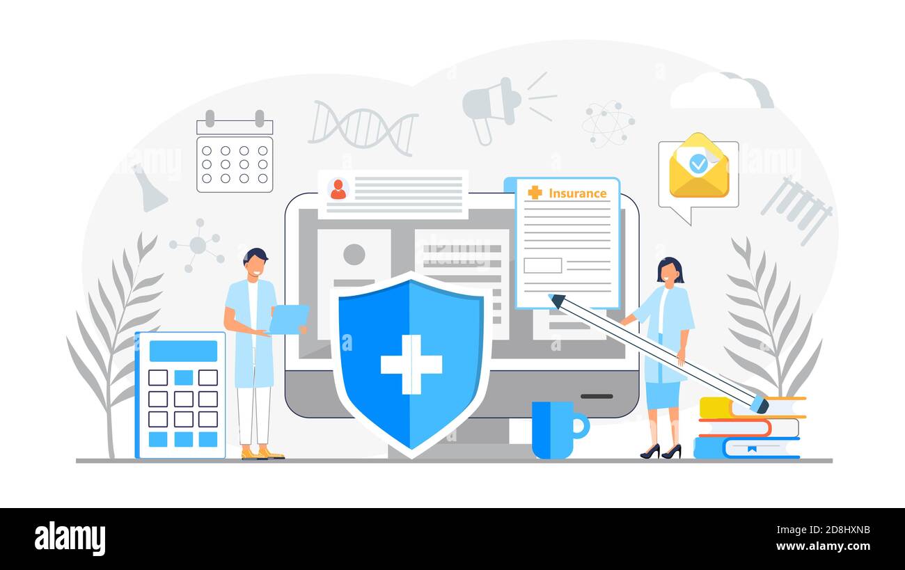 Healthcare insurance vector concept, people with doctor fill health ...