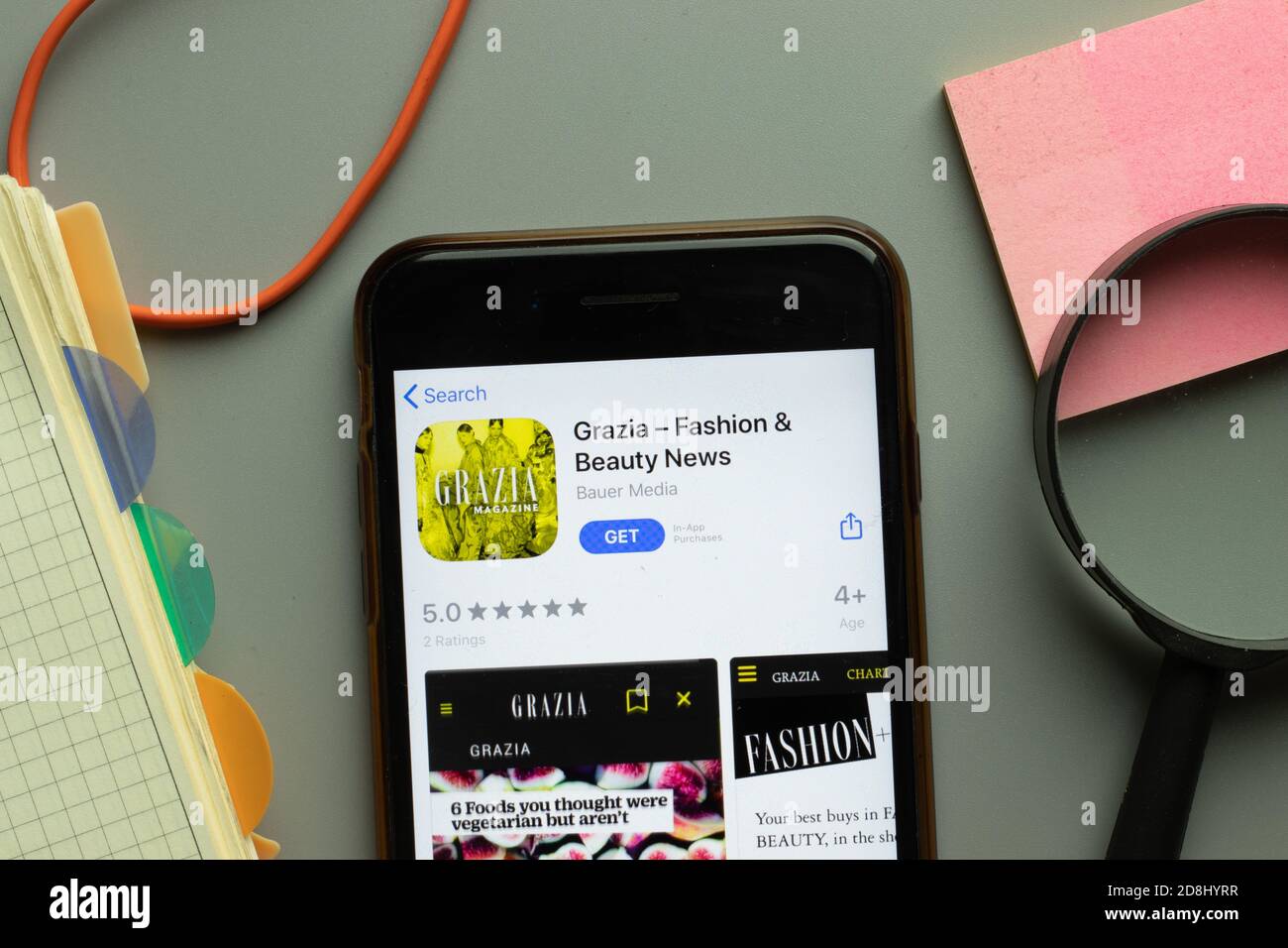 New York, USA - 26 October 2020: Grazia Fashion Beauty news mobile app ...