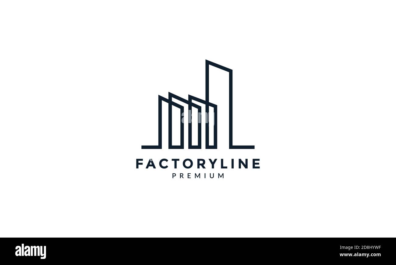 modern factory line outline logo vector icon design Stock Vector Image ...