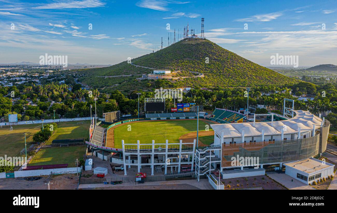 Aerial view of viewpoint on the hill and Emilio Ibarra Almada stadium ...