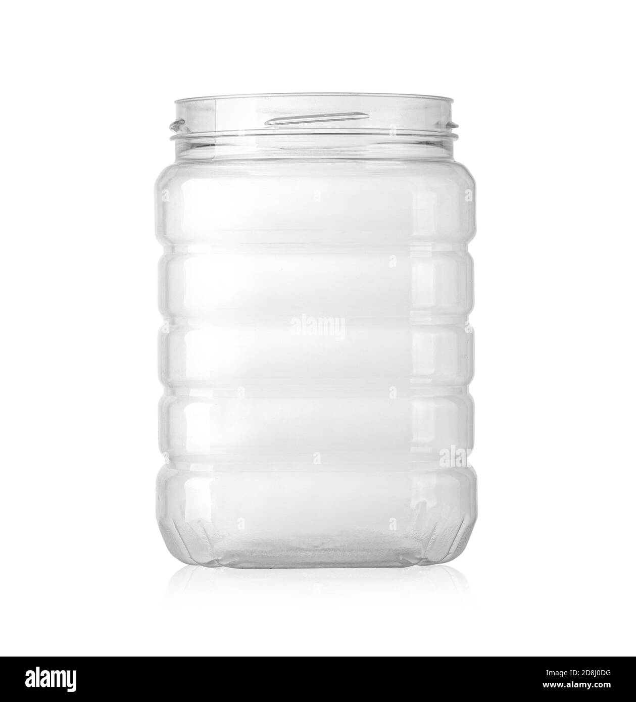 Empty plastic jar isolated on white with clipping path Stock Photo - Alamy