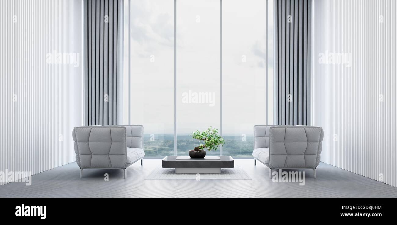 Bright Modern Living room, interior design with big window with great ...