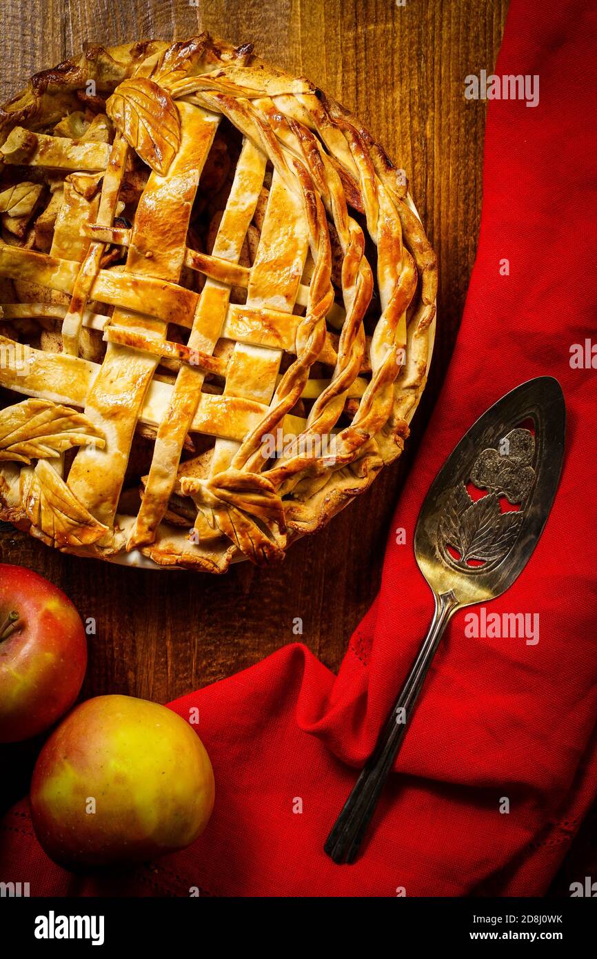 Apple Pie with Lattice Crust Stock Photo - Alamy