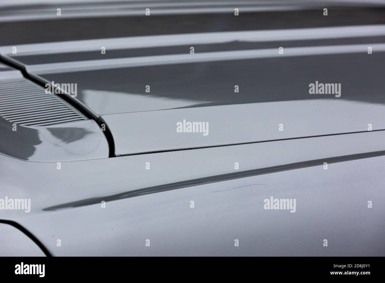 Shiny gray bonnet of a classic car Stock Photo - Alamy