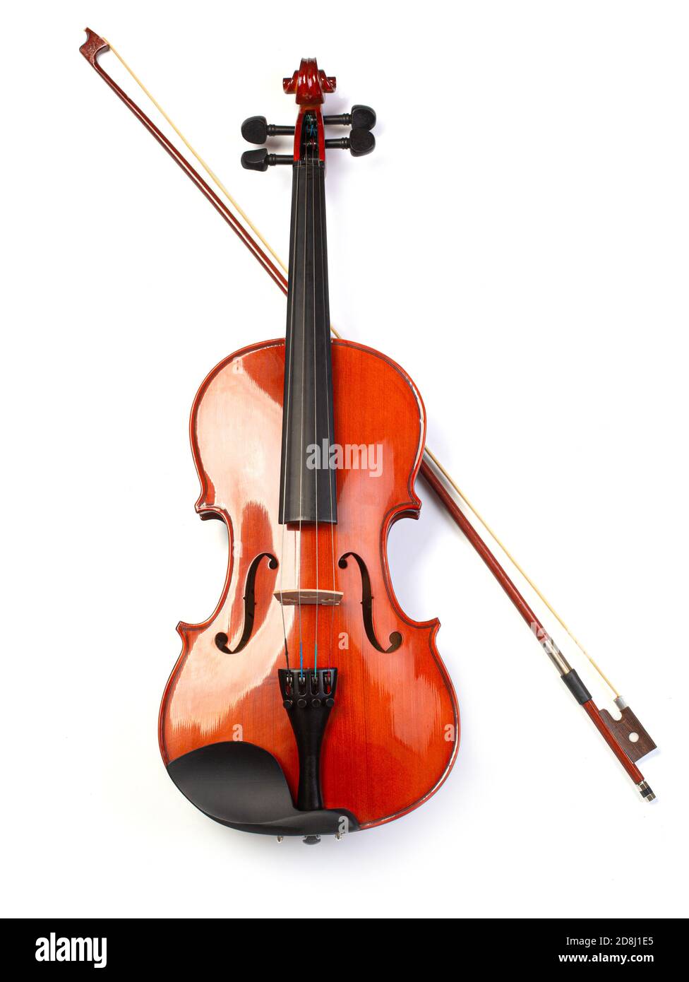 Classic violin and bow on white background. Musical instrument Stock ...