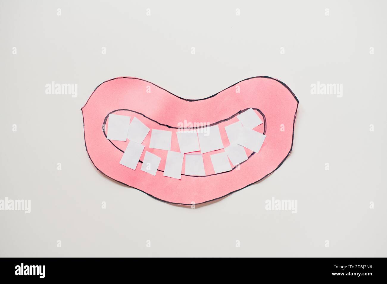 Kid construction paper craft smiling mouth and teeth white background ...