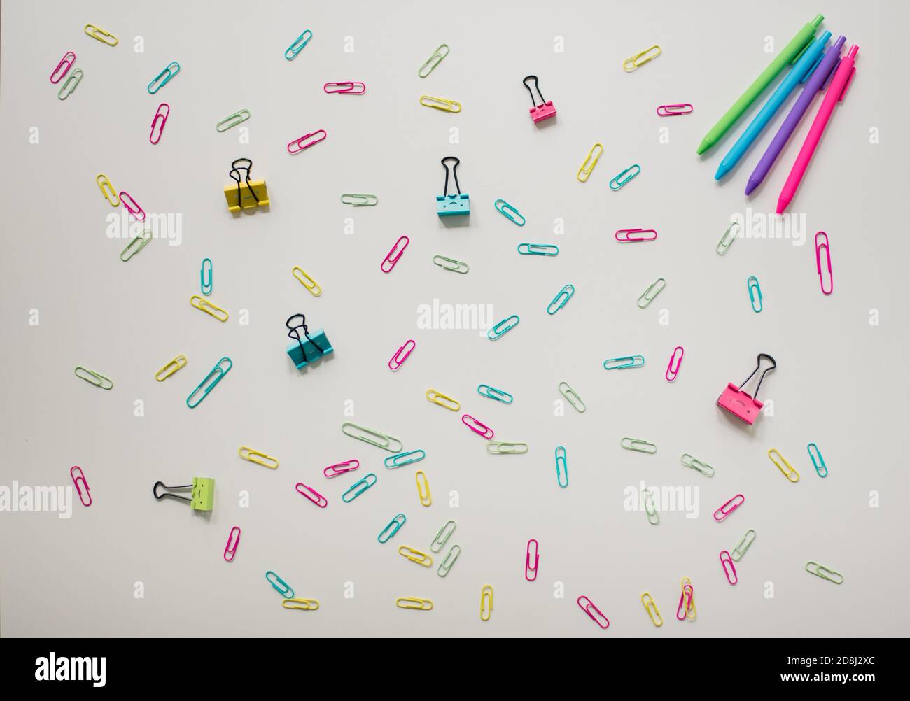 rainbow office supplies horizontal background image Stock Photo - Alamy