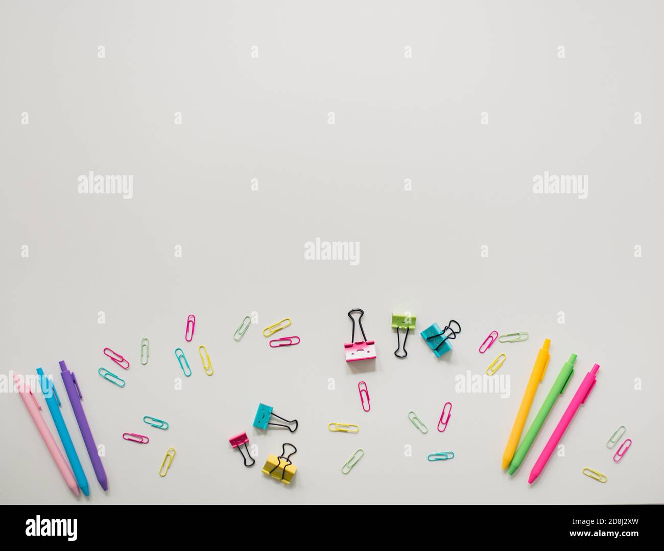 rainbow office supplies on white background with copy space Stock Photo ...