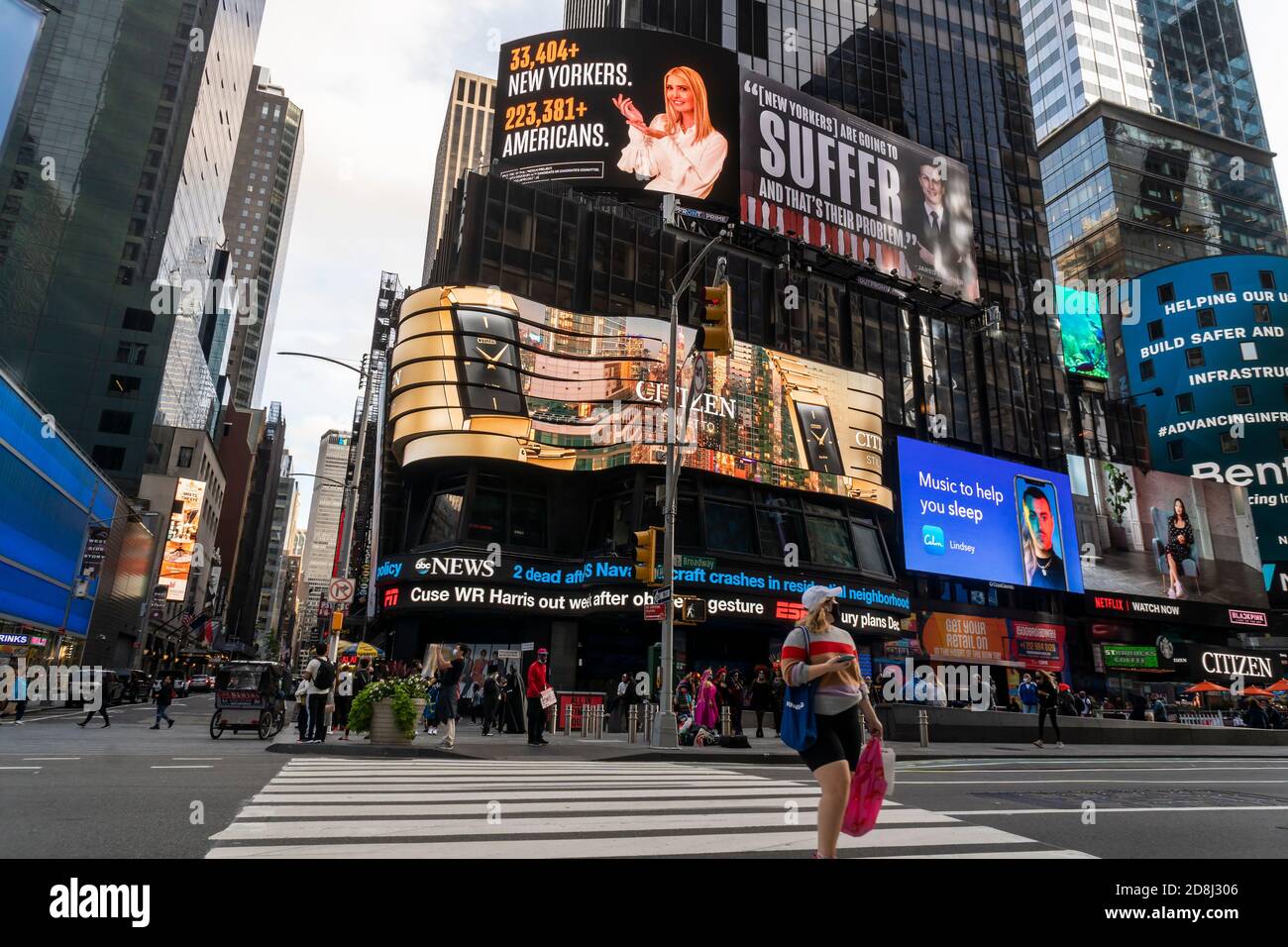 Billboards in Times Square in New York on Saturday, October 24, 2020 ...