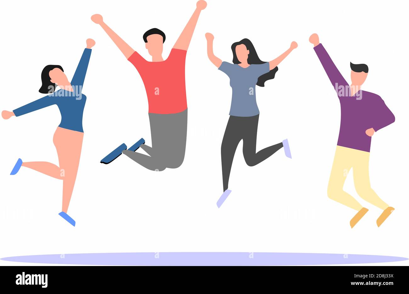 Enjoying and Happy Faces of youngster vector. The joyful feelings of ...