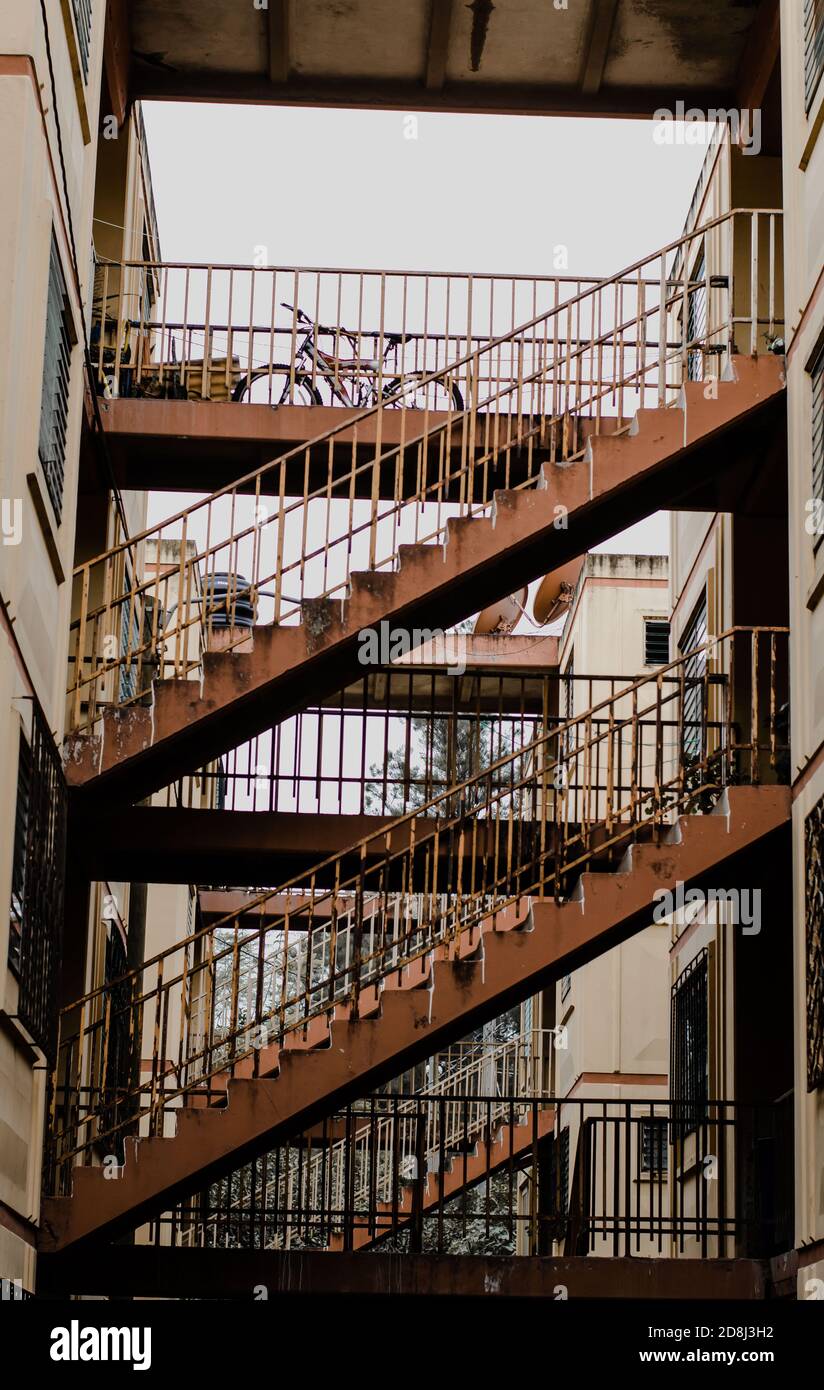 old metal staircase of an apartment building Stock Photo - Alamy