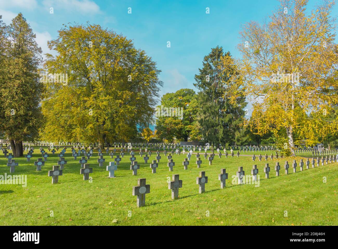 Old military stone crosses from World wars in a cemetery Stock Photo ...