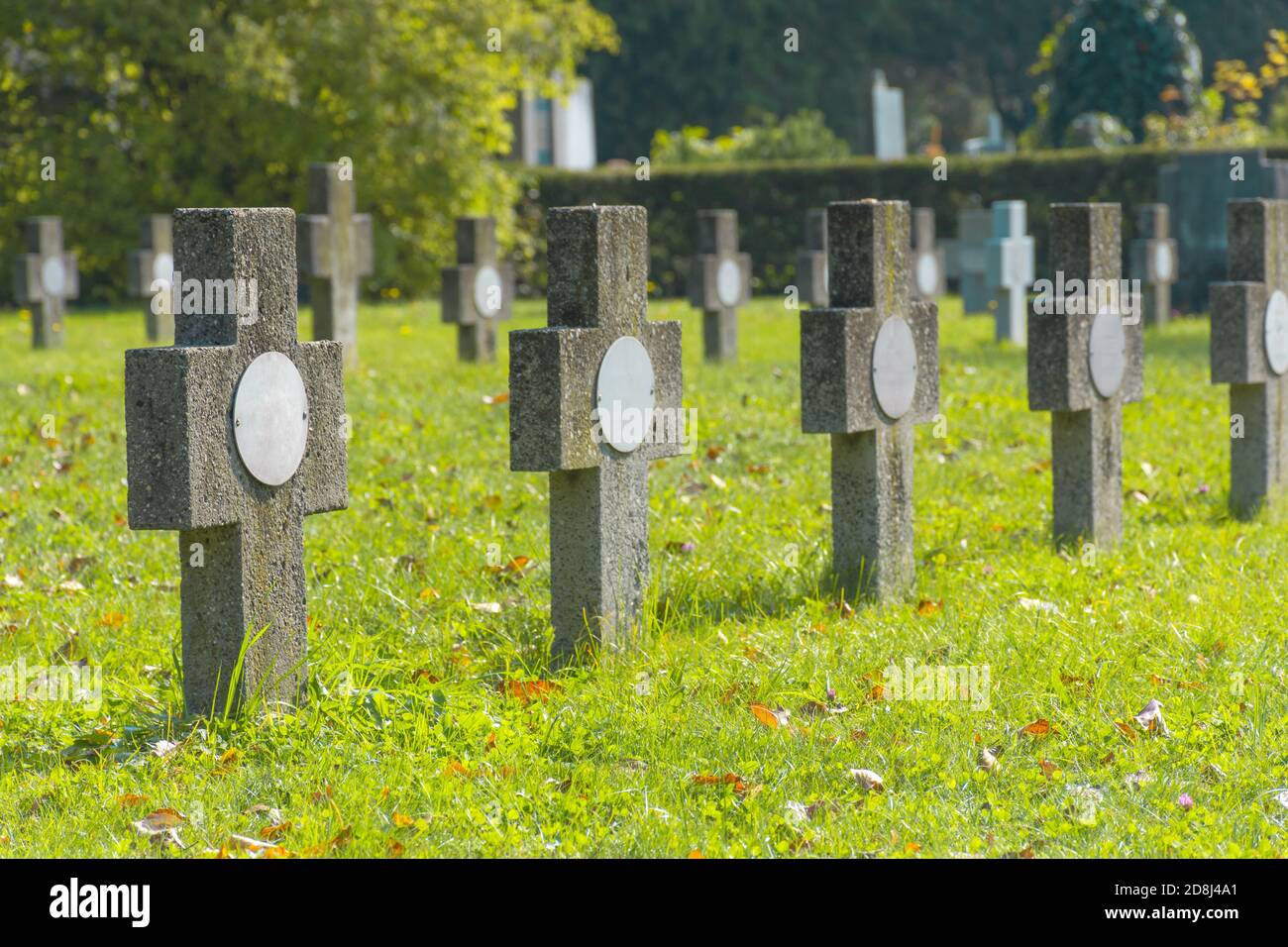 Old military stone crosses from World wars in a cemetery Stock Photo ...