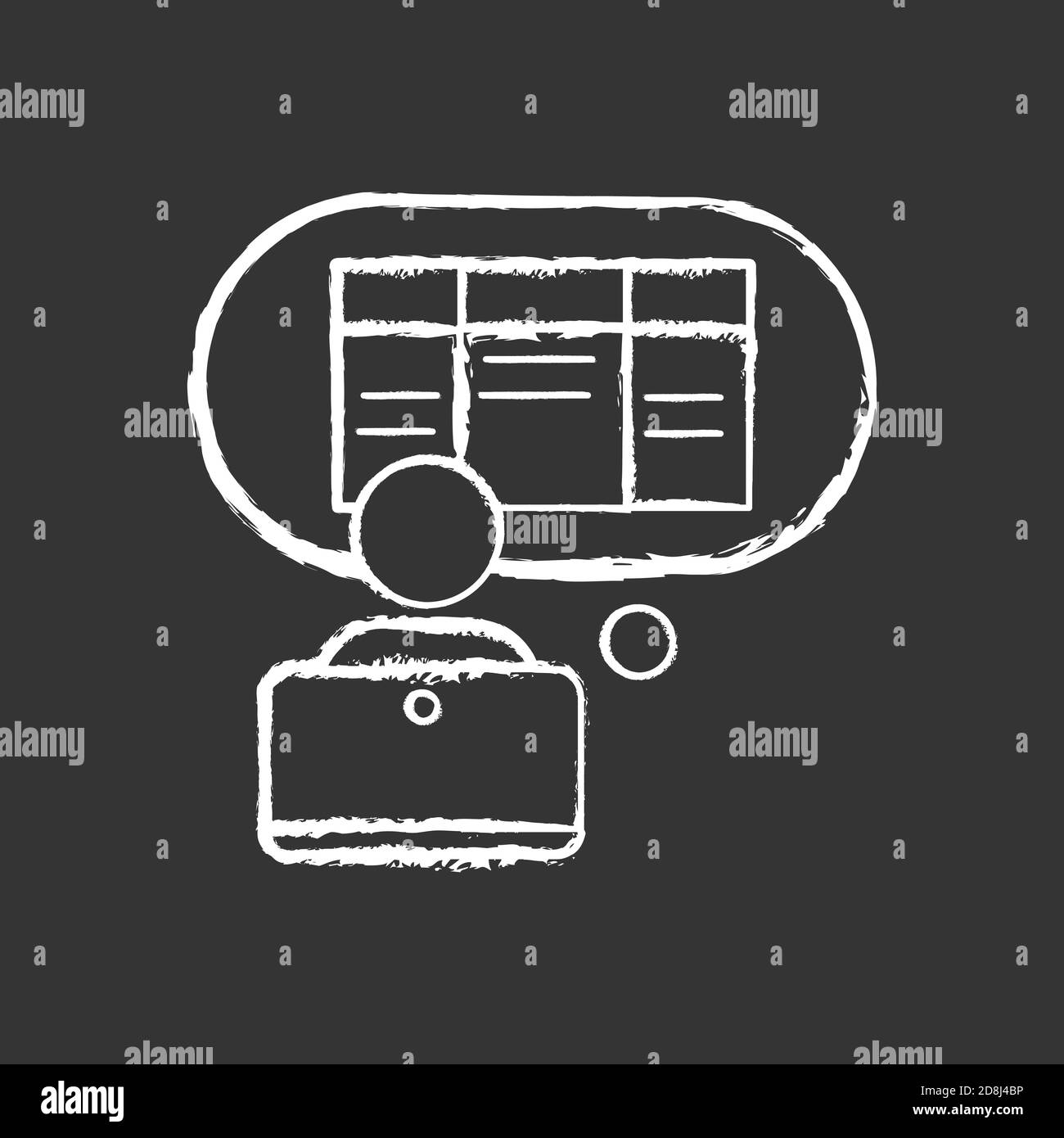 Data entry clerk chalk white icon on black background Stock Vector ...