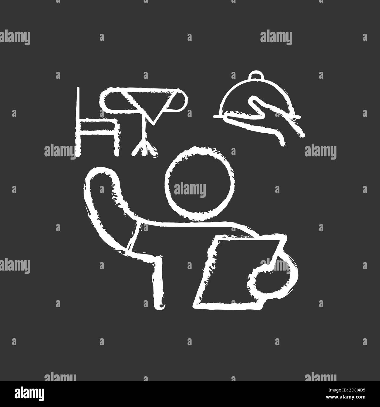 Restaurant host chalk white icon on black background Stock Vector Image ...