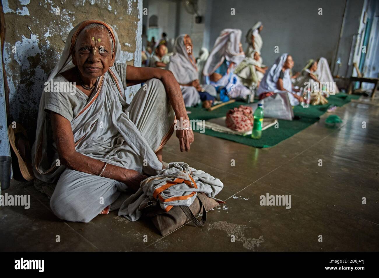 Vrindavan, India, August 2009. Portrait of a widow in an ashram Stock ...